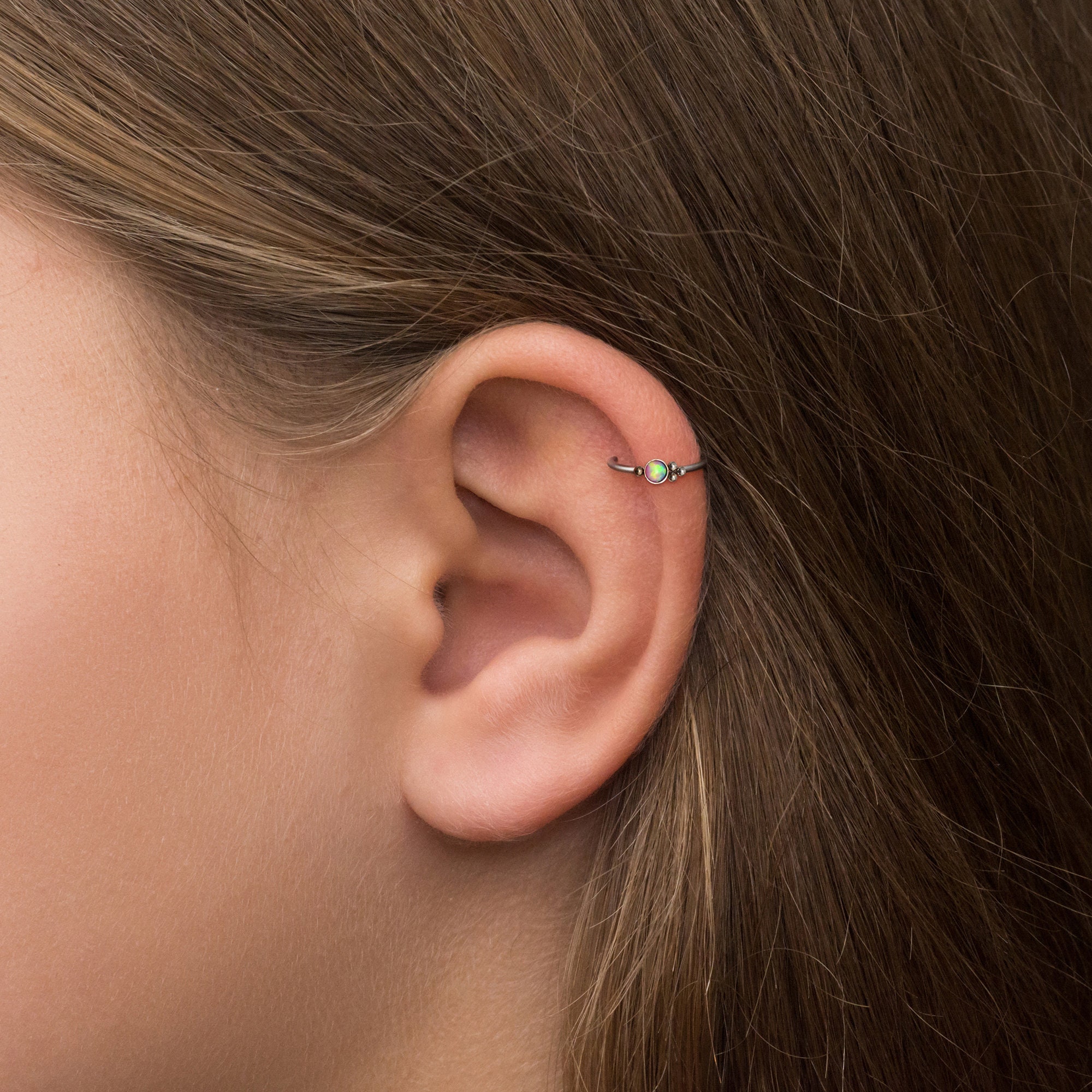 Titanium Tragus Earring Hoop Opal Cartilage Piercing Rook | Etsy
