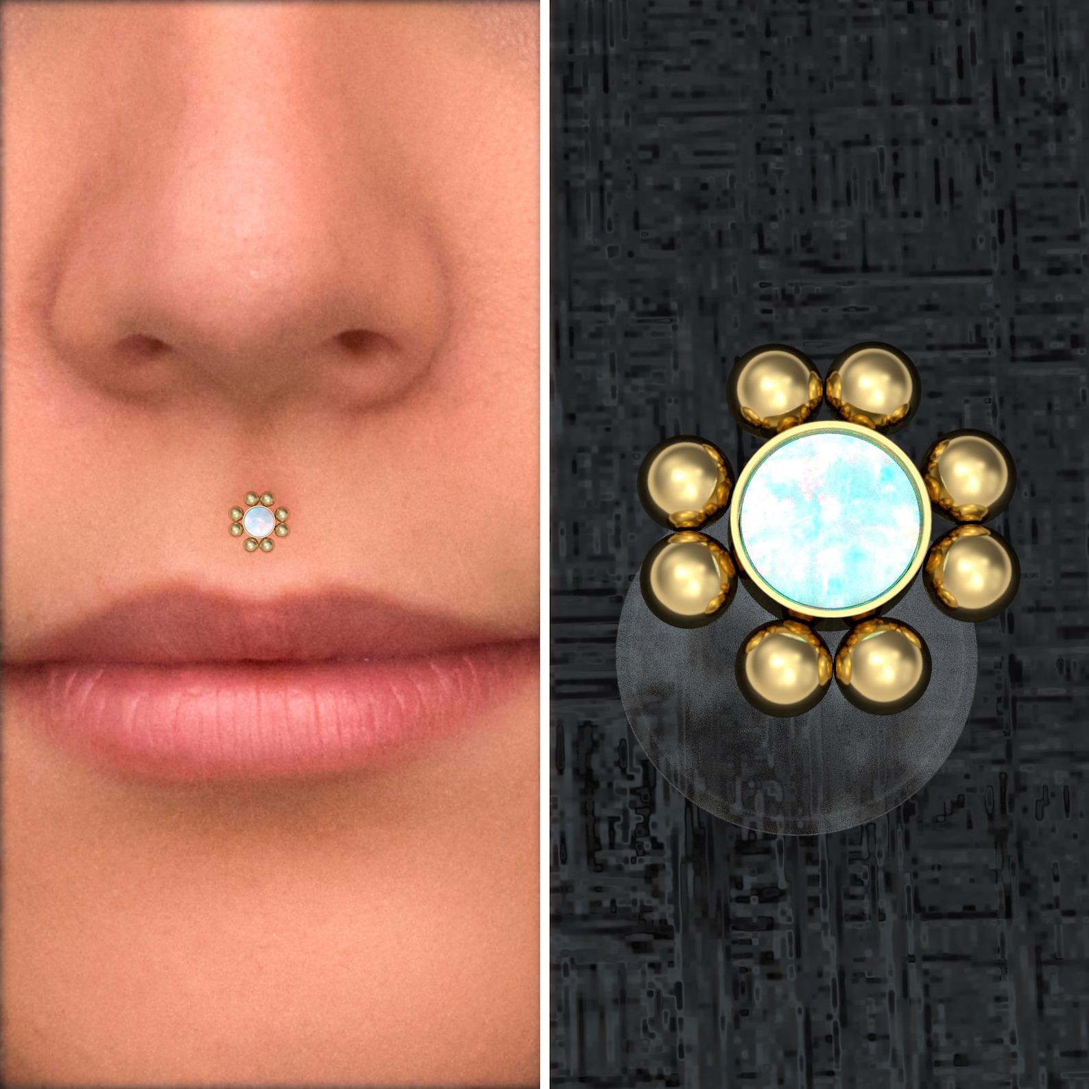 Medusa Lip Ring Bioflex Opal Lip Jewelry 16g Monroe Piercing | Etsy