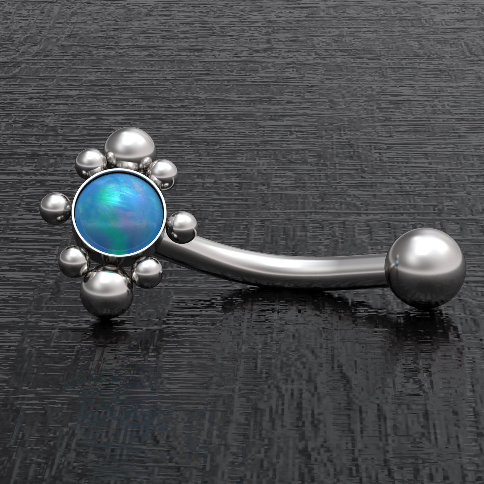 Opal Rook Piercing Surgical Steel Rook Barbell Ring Eyebrow - Etsy