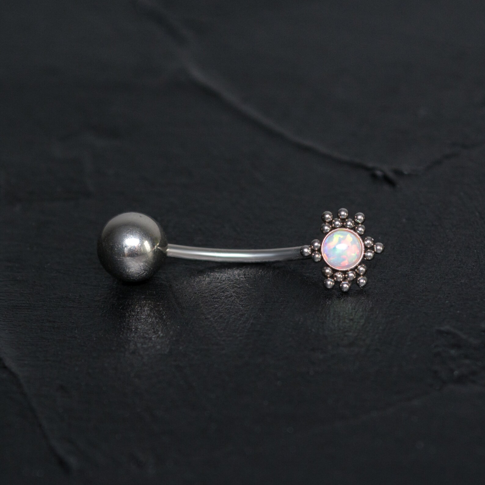 Titanium Belly Ring Opal, Belly Button Stud Implant Grade, Navel Bar ...