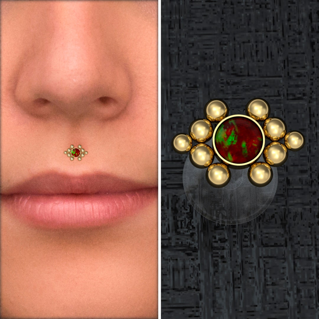 Opal Lip Labret, Medusa Piercing Bioflex, Labret Jewelry, Medusa Labret ...