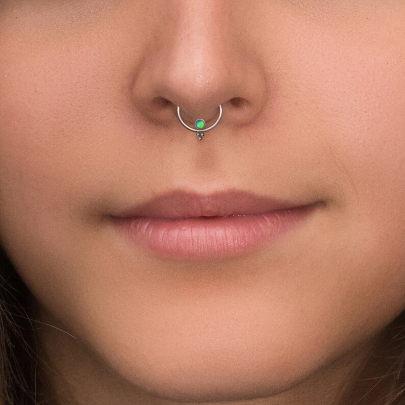 Septum Ring Titanium Implant Grade Opal Daith Jewelry Septum | Etsy