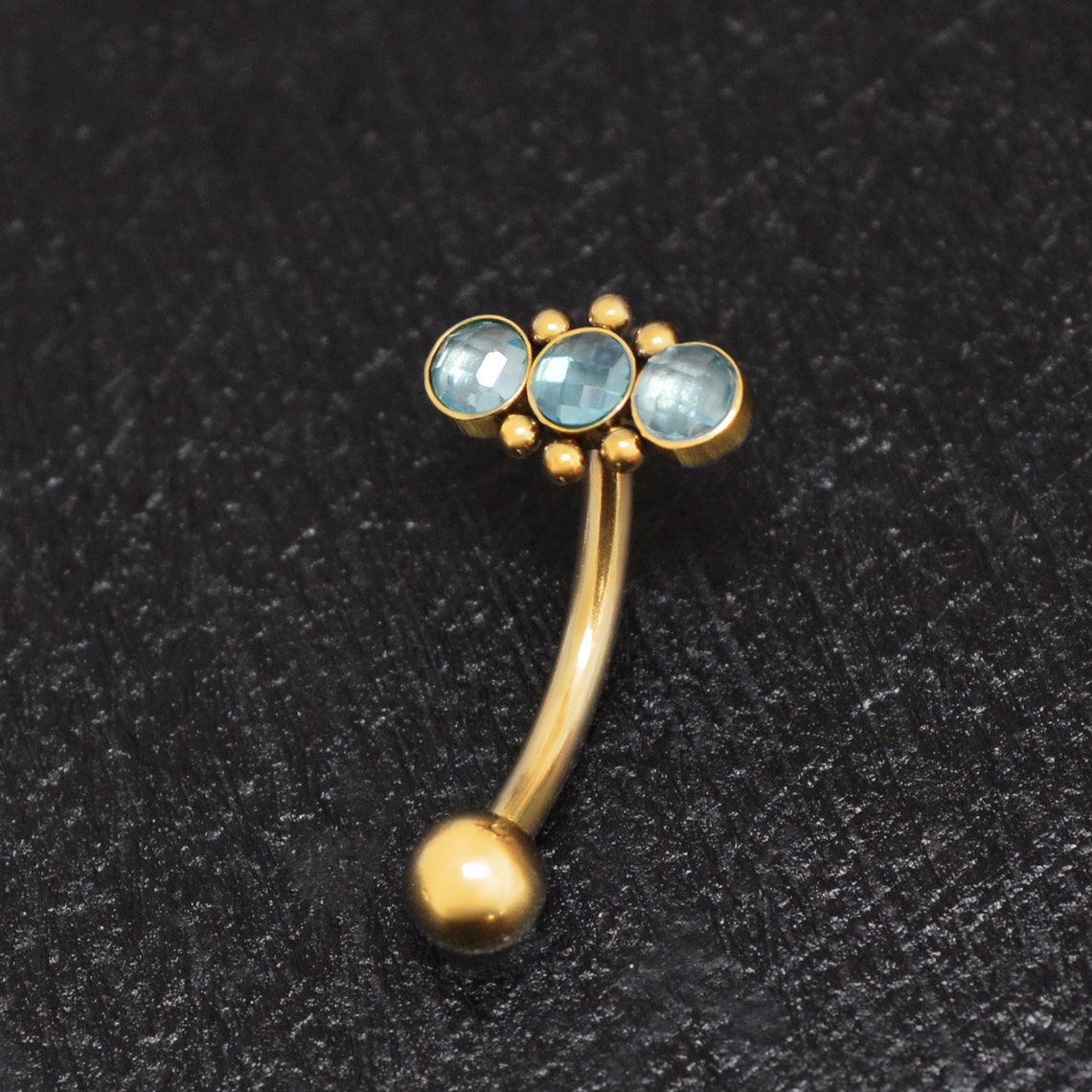 Rook Earring Surgical Steel, CZ Eyebrow Jewelry, Curved Barbell Ring ...