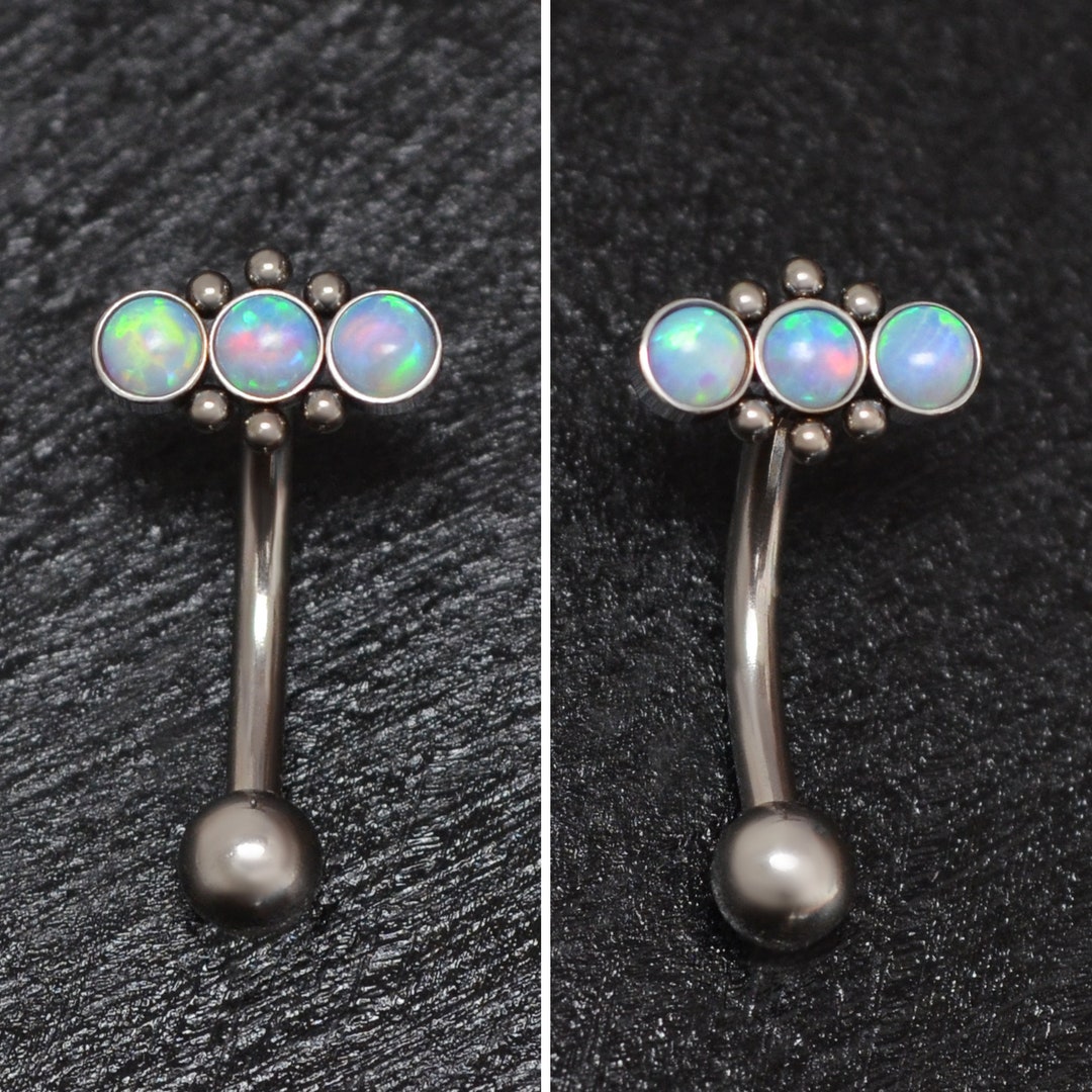 Titanium Rook Earring Opal, Eyebrow Piercing 16g 14g, Rook Jewelry ...