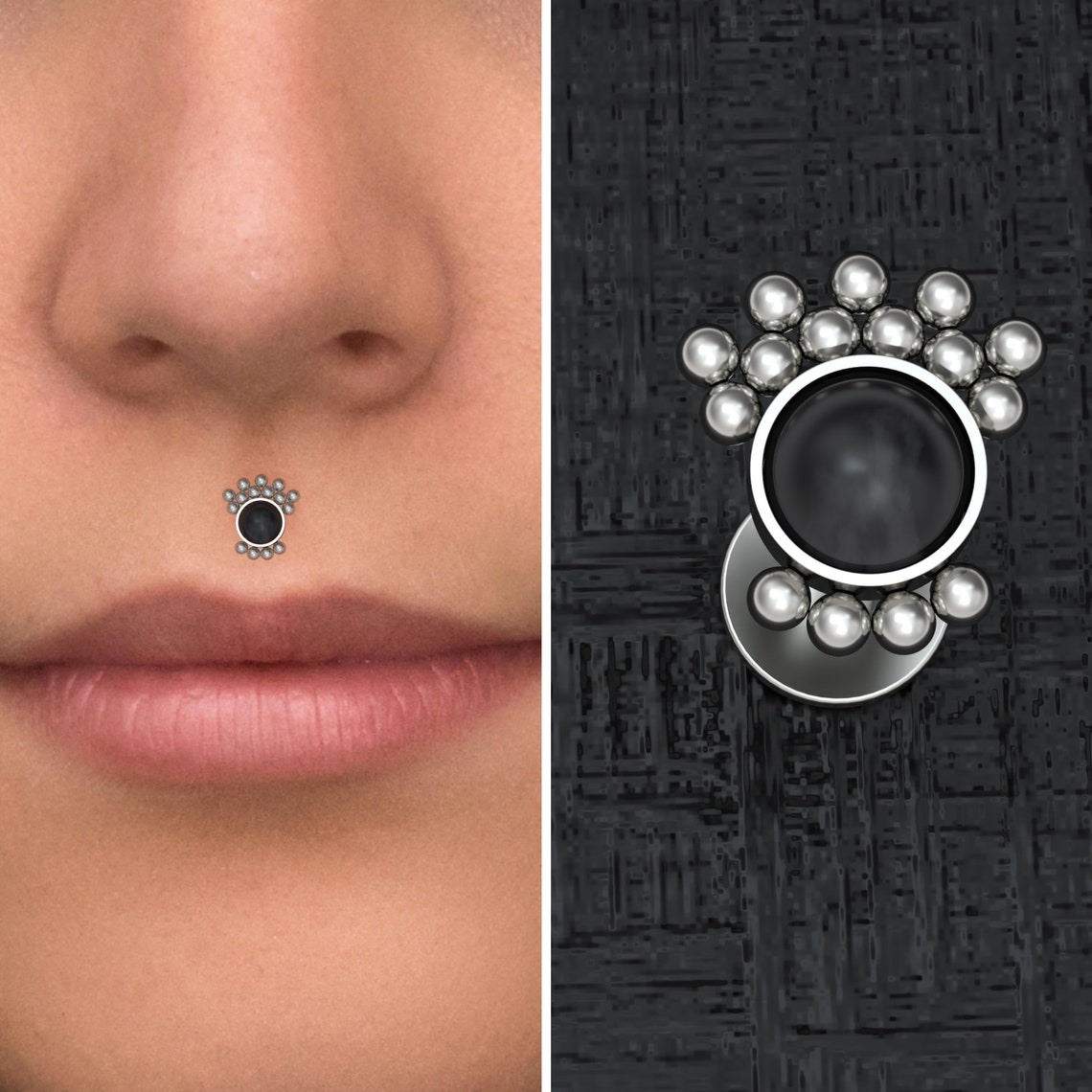 Titanium Lip Ring Onyx Lip Jewelry Implant Grade Medusa - Etsy