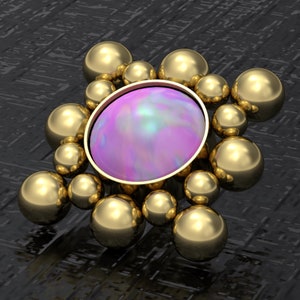 Surgical Steel Dermal Top Opal, Internally Threaded Dermal Jewelry 16g ...