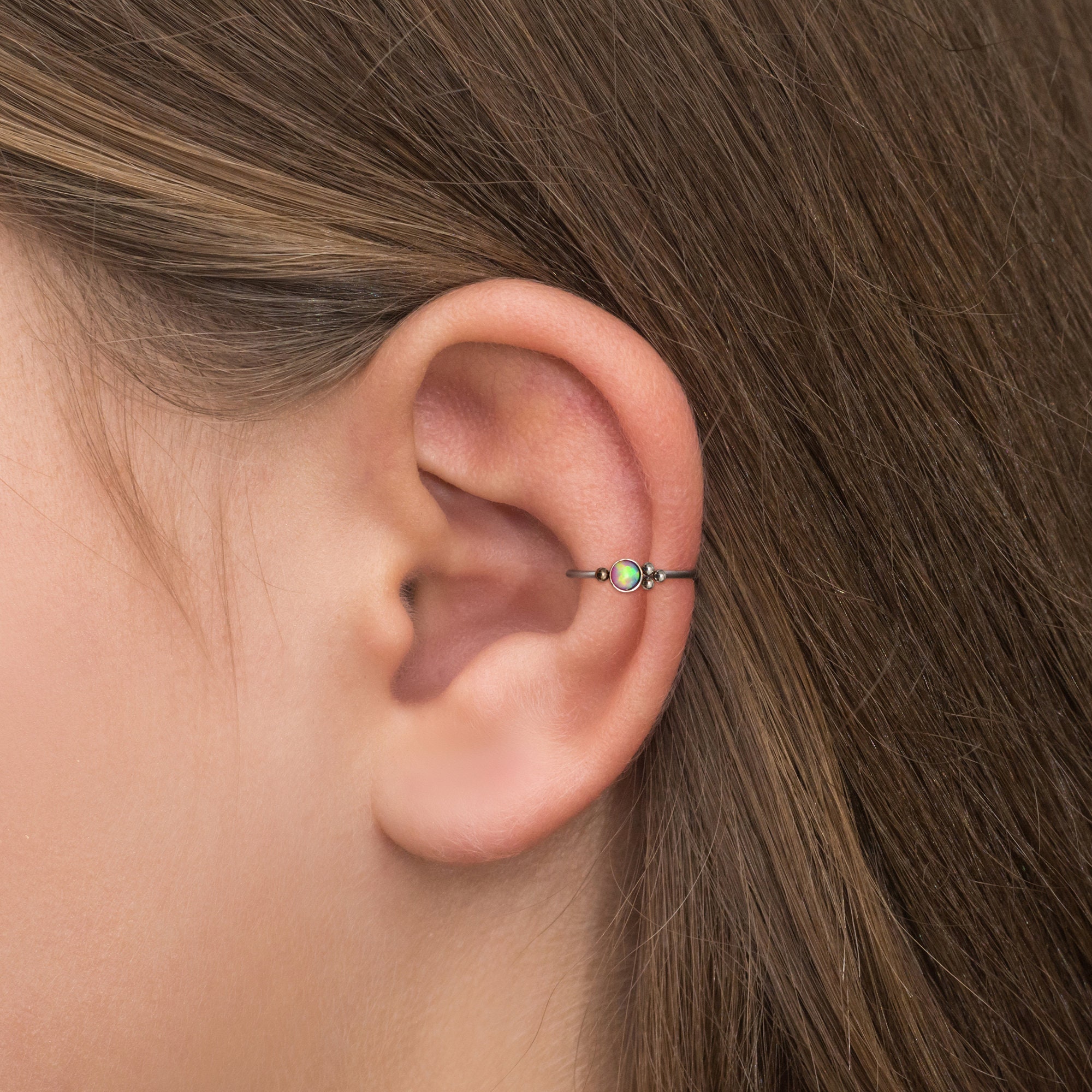 Titanium Tragus Earring Hoop Opal Cartilage Piercing Rook | Etsy