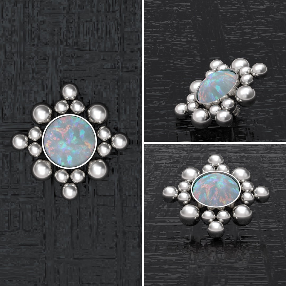 Opal Dermal Piercing Surgical Steel, Dermal Top, Internally Threaded ...