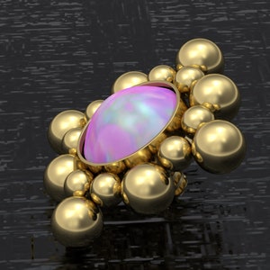 Surgical Steel Dermal Top Opal, Internally Threaded Dermal Jewelry 16g ...