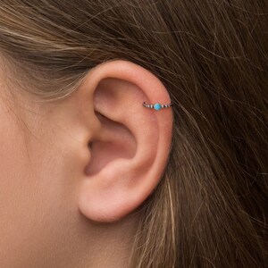 Turquoise Tragus Hoop Surgical Steel, Conch Hoop, Clicker Hoop ...