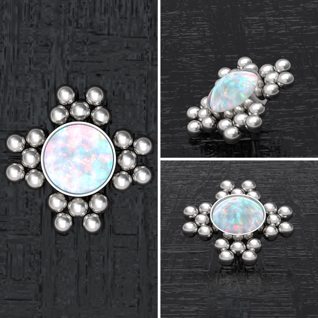 Internally Threaded Dermal Top Surgical Steel, Opal Dermal Piercing 16g ...
