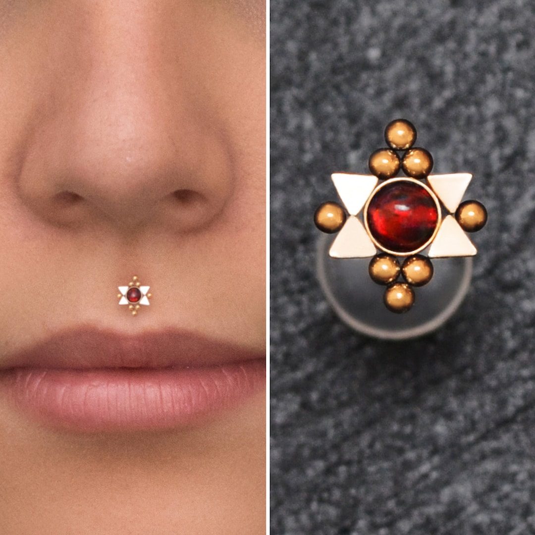 Medusa Lip Ring Bioflex, Opal Lip Jewelry 16g, Monroe Piercing Jewelry ...