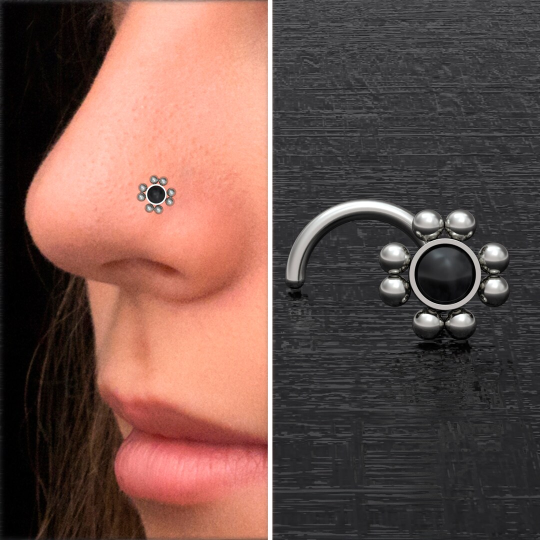 Titanium Nose Stud Screw, Onyx Nose Ring Implant Grade, Nose Screw ...