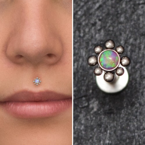 Opal Lip Piercing Bioflex Medusa Labret Lip Ring Monroe - Etsy