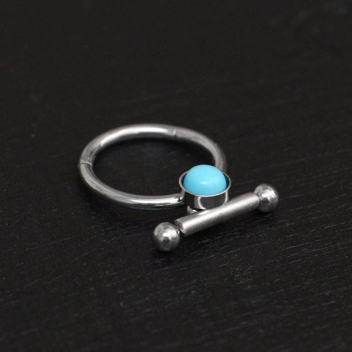 Septum Ring Titanium Implant Grade Turquoise Daith Jewelry - Etsy
