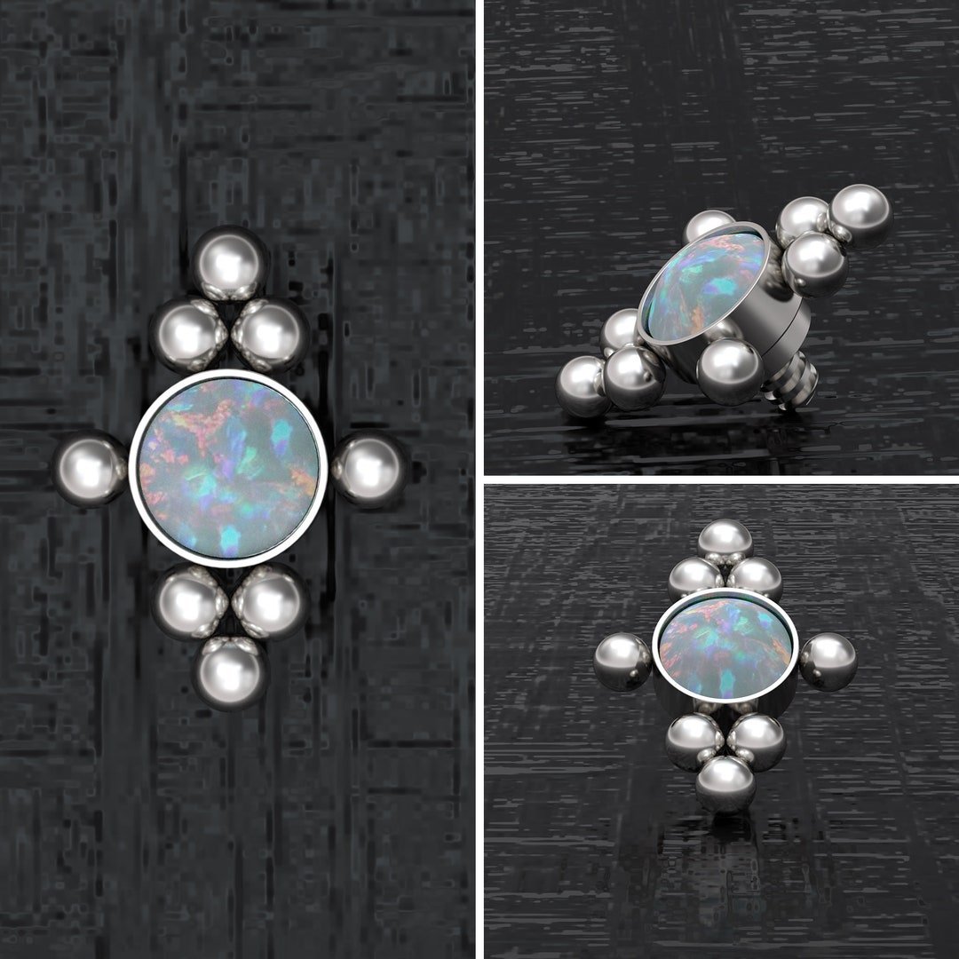 Opal Dermal Jewelry Surgical Steel, Dermal Top, Internally Threaded ...