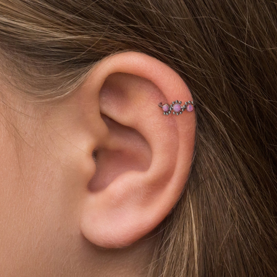 Titanium Conch Piercing Opal Tragus Hoop 18g 16g Cartilage | Etsy