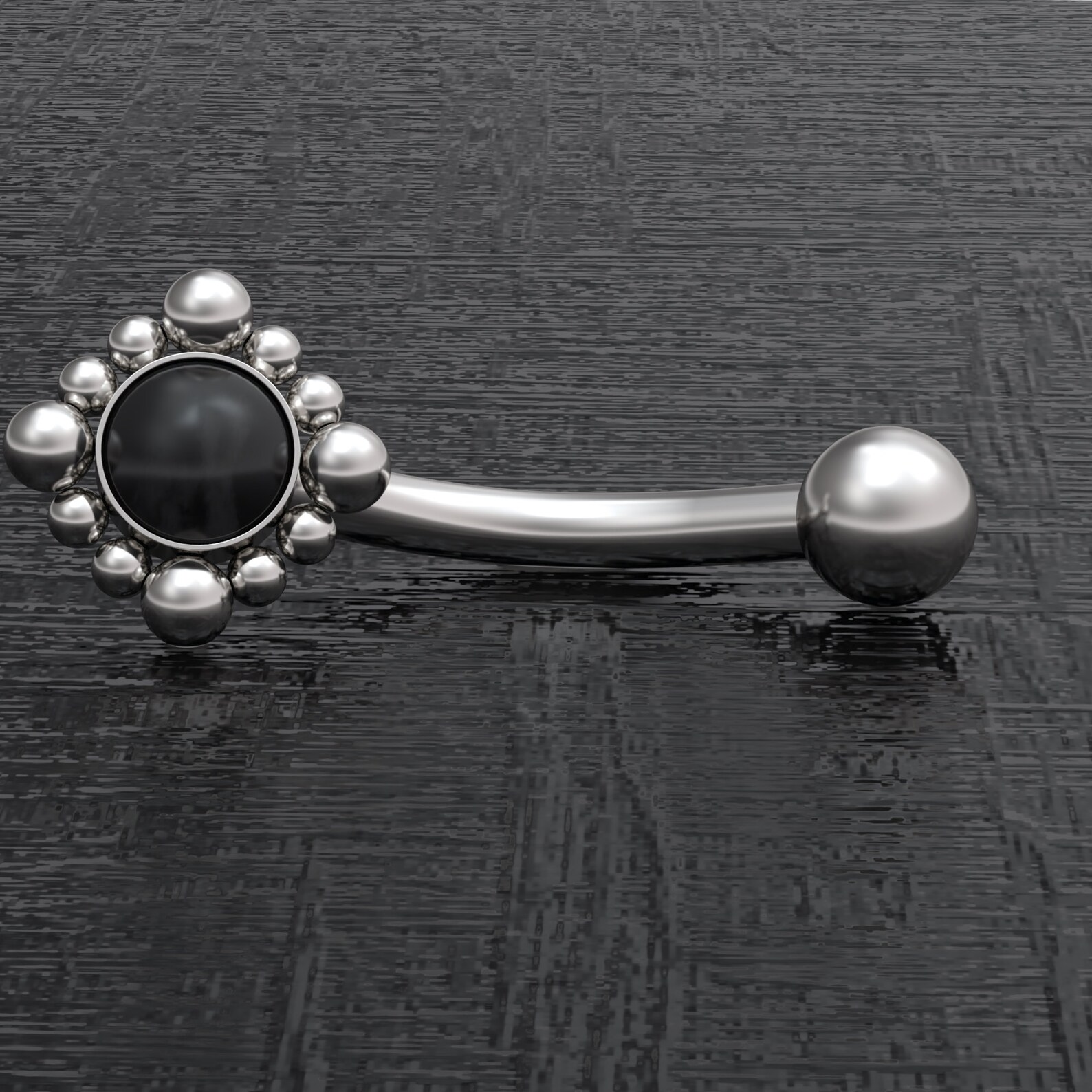 Onyx Eyebrow Jewelry Surgical Steel Rook Piercing Curved | Etsy