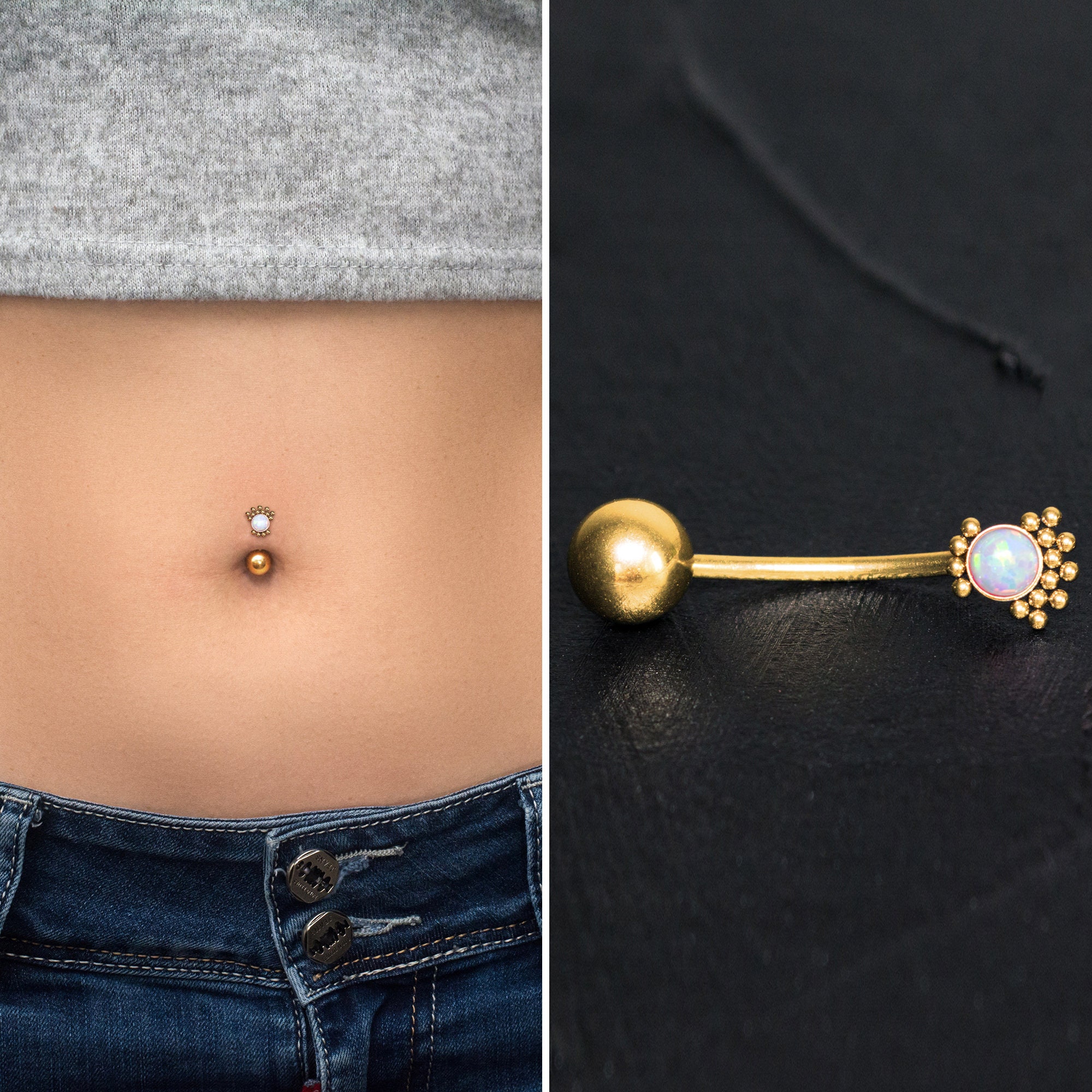 Double Belly Button Piercing Rings