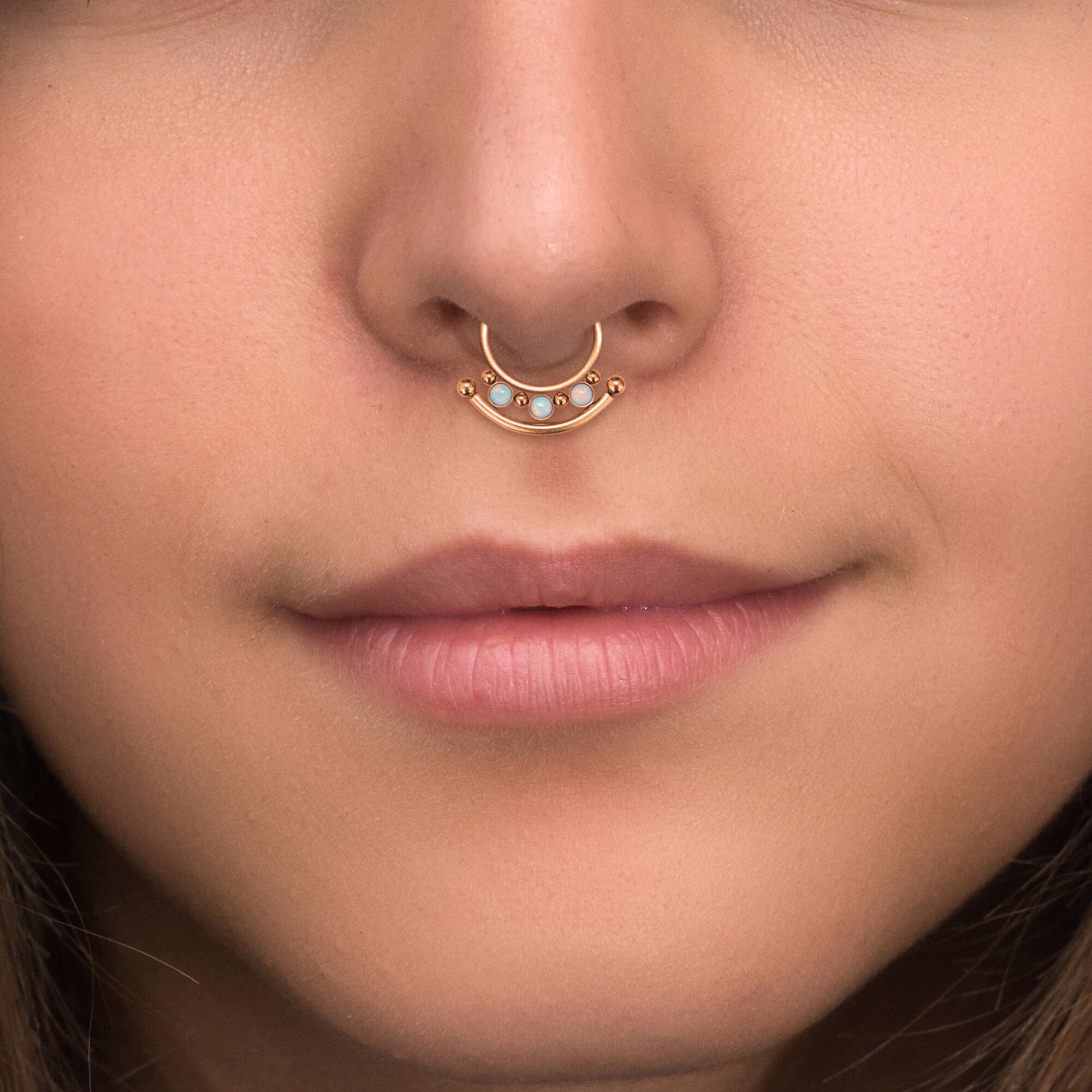 Opal Septum Ring Surgical Steel Septum Hoop Daith Clicker | Etsy