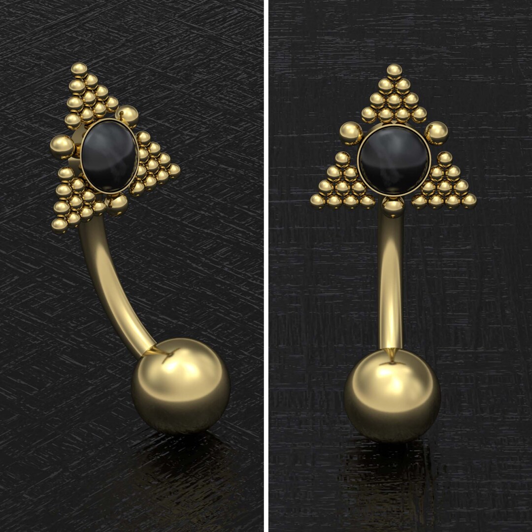 Navel Ring Surgical Steel, Onyx Belly Button Piercing, Navel Stud ...