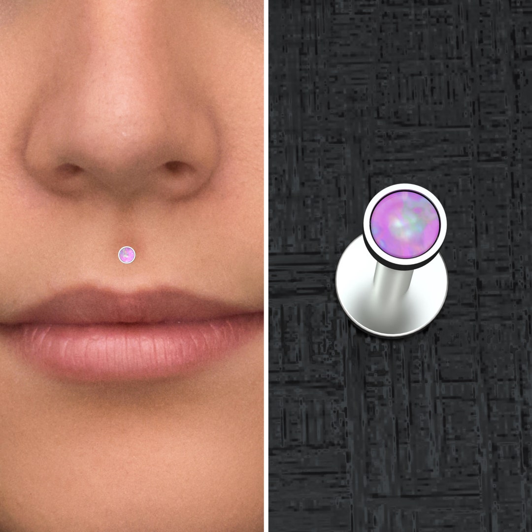 Titanium Lip Ring Opal, Lip Jewelry Implant Grade, Medusa Piercing ...