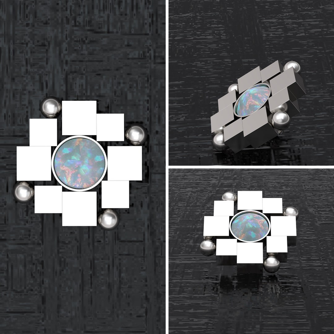 Internally Threaded Dermal Top Surgical Steel, Opal Dermal Piercing 16g ...