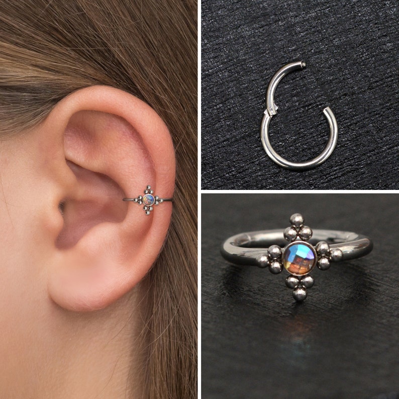 Forward Helix Earring Titanium CZ Tragus Earring 18g 16g - Etsy