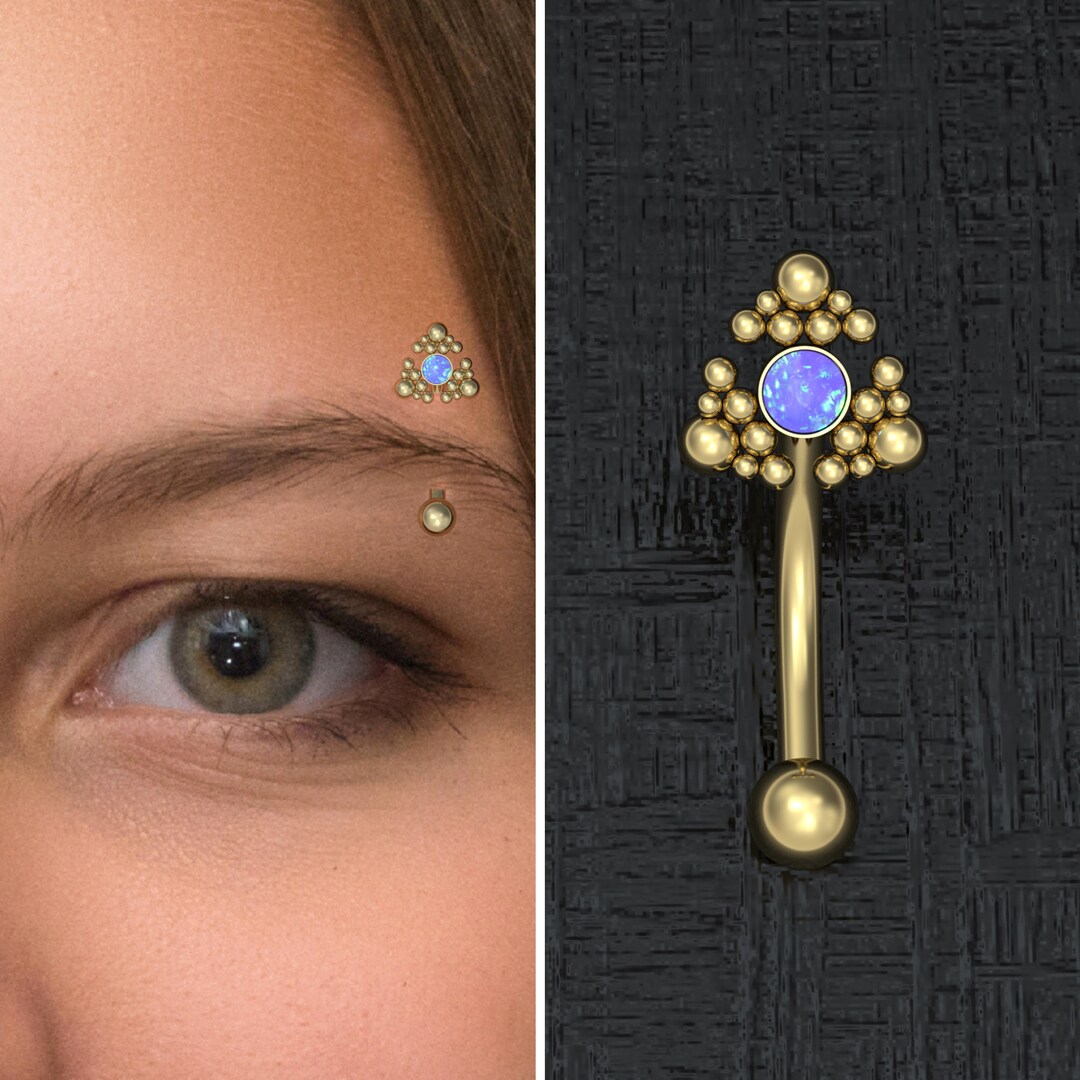 Opal Eyebrow Jewelry Surgical Steel, Rook Piercing, Curved Barbell ...