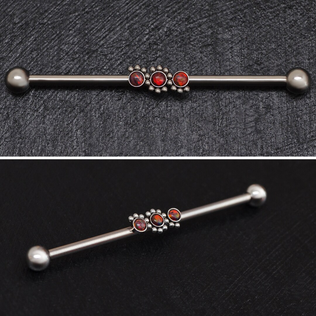 Opal-Industrieschmuck aus Titan, Industrie-Langhantel, Industrie ...