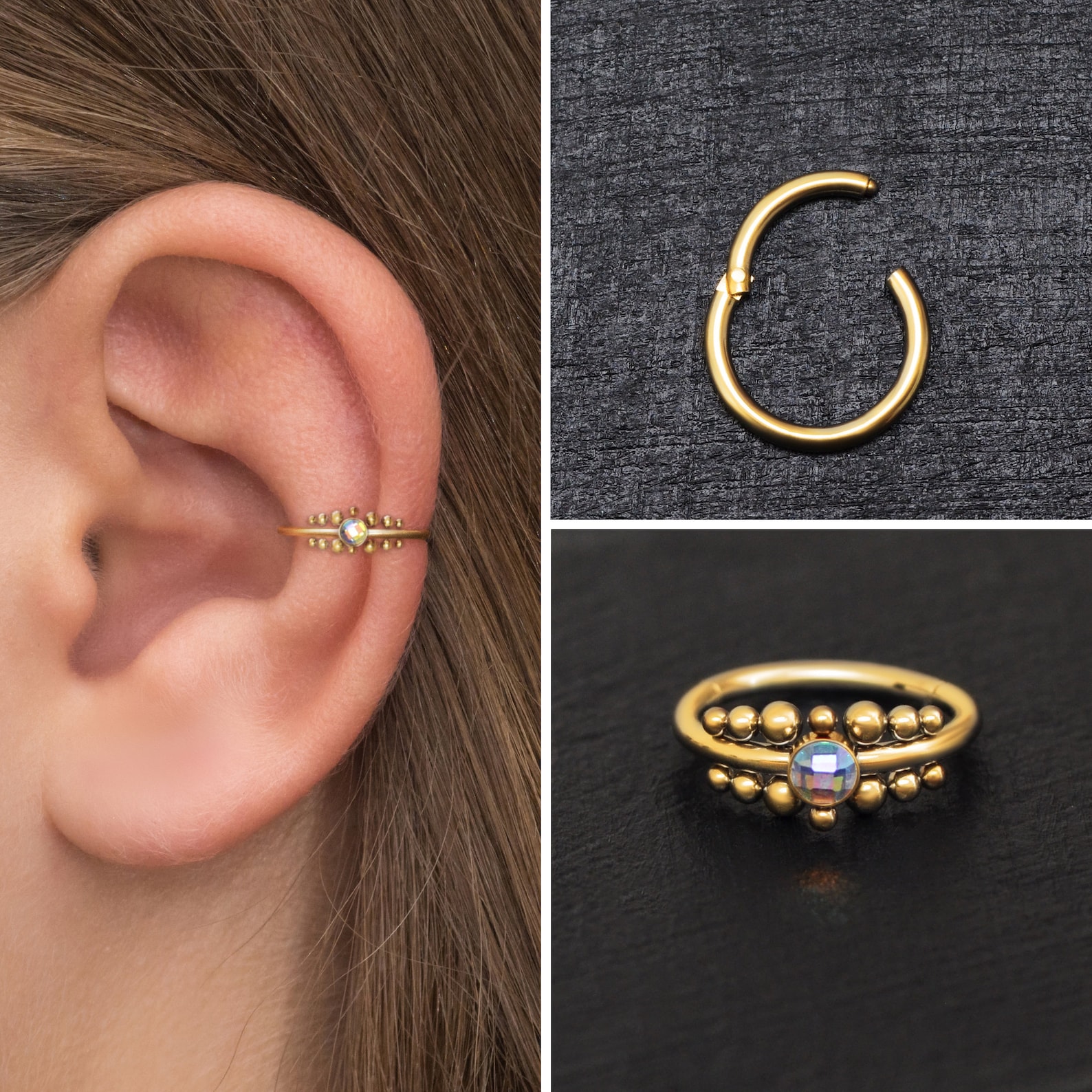 Cartilage Piercing Surgical Steel CZ Rook Jewelry Tragus | Etsy