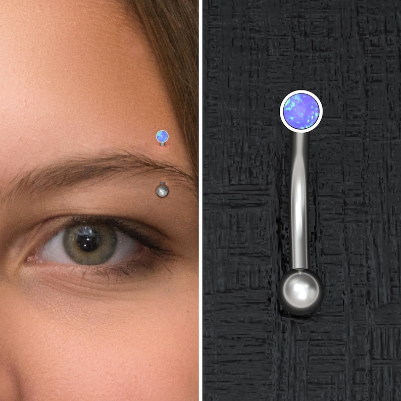 Titanium Rook Earring Opal, Eyebrow Piercing 16g 14g, Rook Jewelry ...