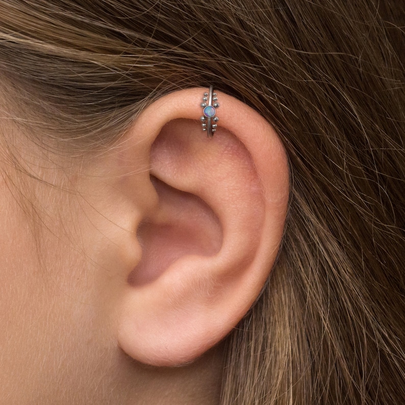 Opal Rook Earring Titanium Implant Grade Tragus Earring | Etsy