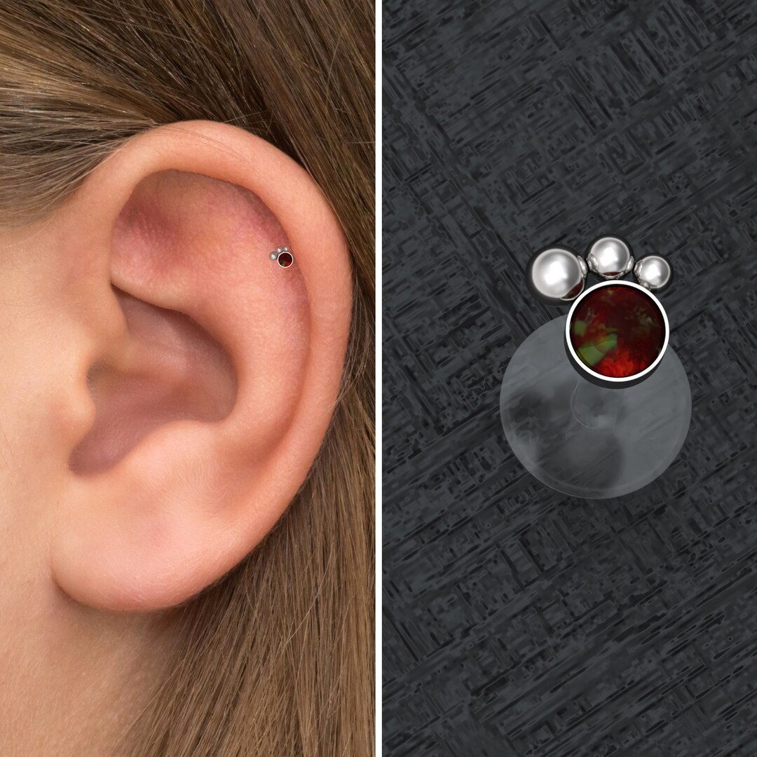 Opal Forward Helix Earring Bioflex, Tragus Stud, Cartilage Stud, Conch ...