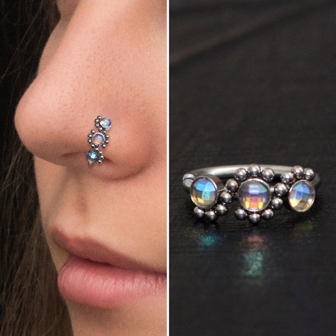 Surgical Steel Nose Hoop CZ Nose Piercing Nose Ring Hoop - Etsy