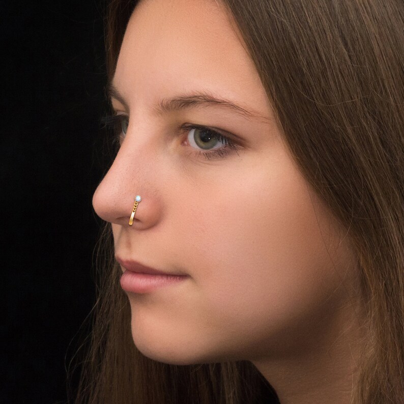 Opal Nose Stud Ring Surgical Steel Nose Hoop With Stud Nose - Etsy