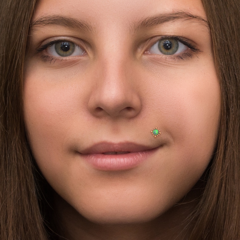 Opal Lip Piercing Bioflex Medusa Labret Lip Ring Monroe - Etsy UK