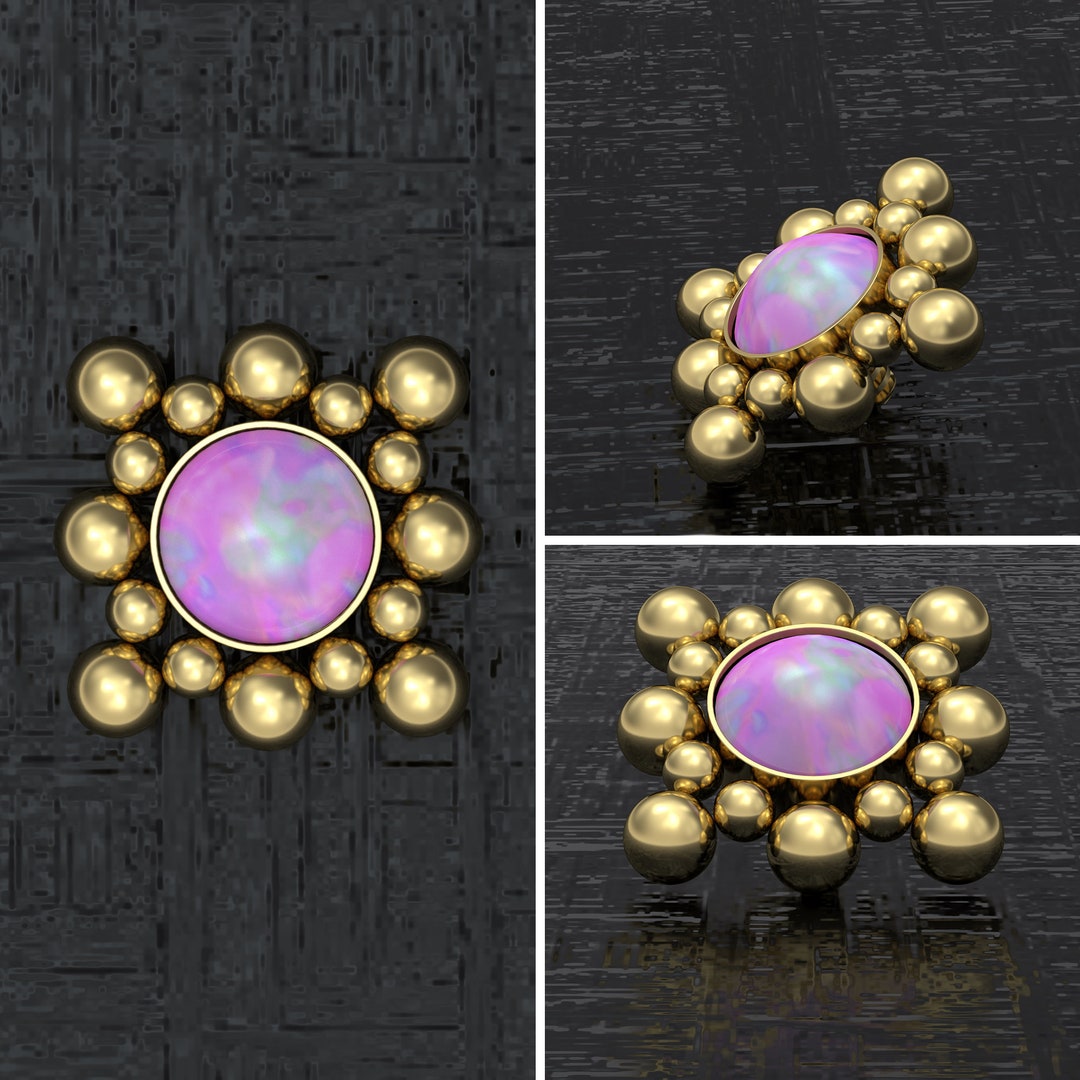 Surgical Steel Dermal Top Opal, Internally Threaded Dermal Jewelry 16g ...