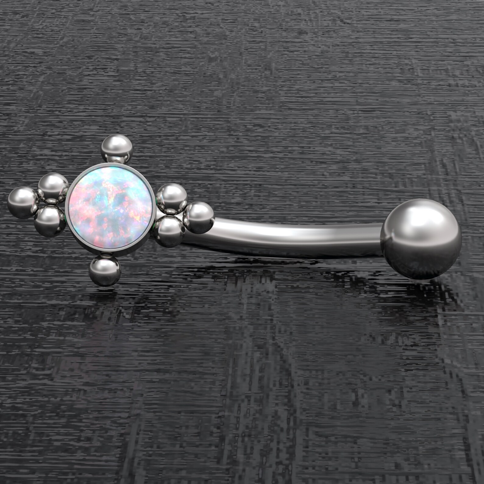 Rook Earring Surgical Steel, Opal Eyebrow Jewelry, Curved Barbell Ring ...