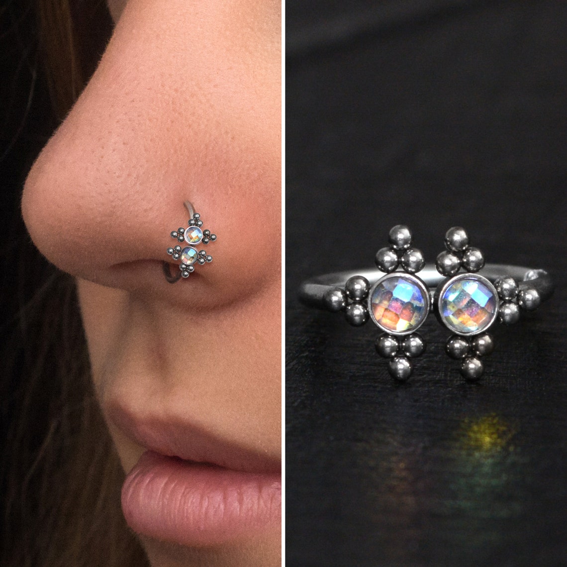 CZ Nose Ring Titanium Implant Grade Nose Jewelry Nose - Etsy