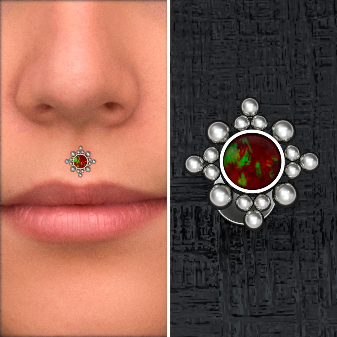 Titanium Lip Ring Opal, Implant Grade Lip Jewelry, Medusa Jewelry, Lip ...