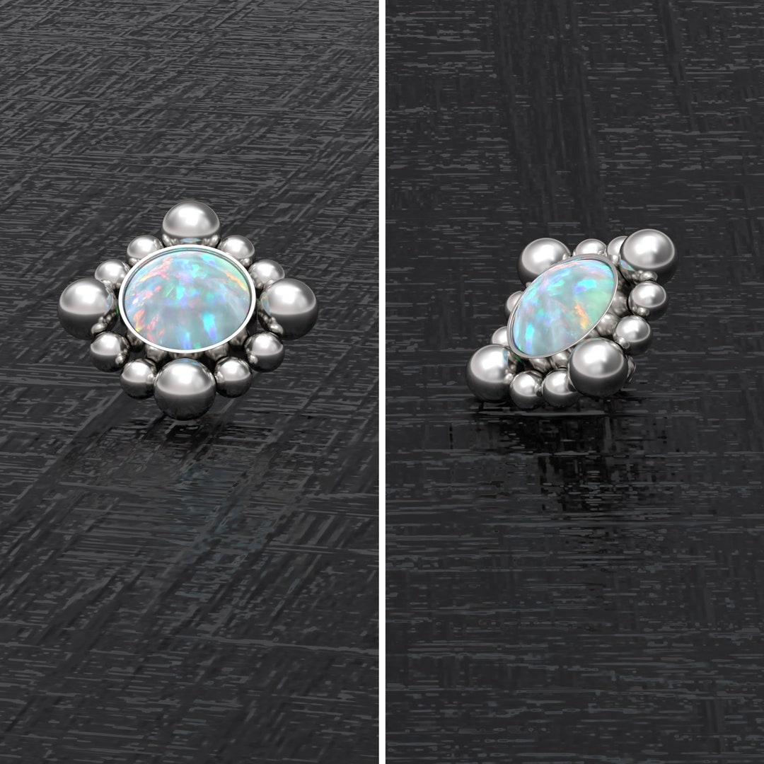 Opal Dermal Jewelry Surgical Steel, Dermal Piercing 16g 14g, Internally ...