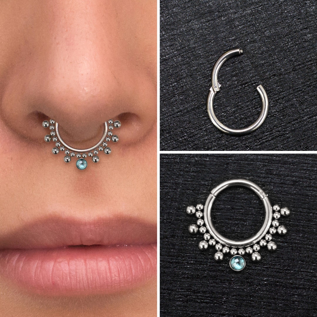 Titanium Septum Ring, CZ Daith Earring Implant Grade, Septum Jewelry ...
