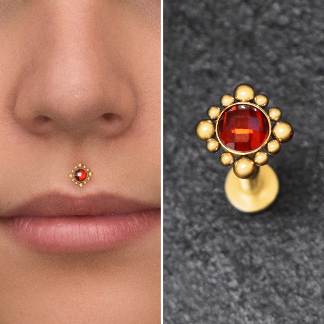 Surgical Steel Lip Ring CZ, Lip Jewelry, Medusa Piercing Jewelry ...