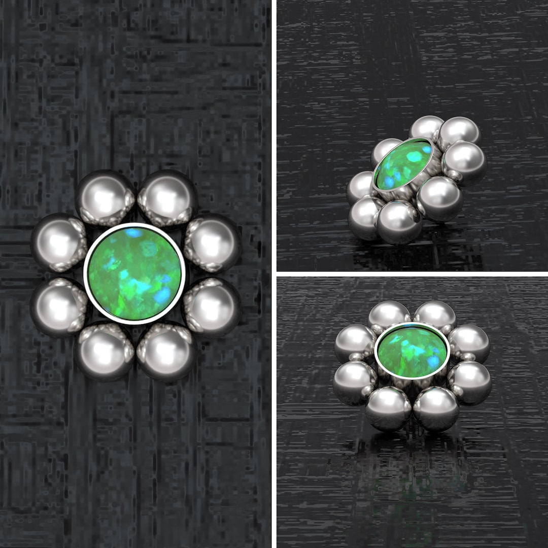 Internally Threaded Dermal Top Surgical Steel, Opal Dermal Piercing 16g ...