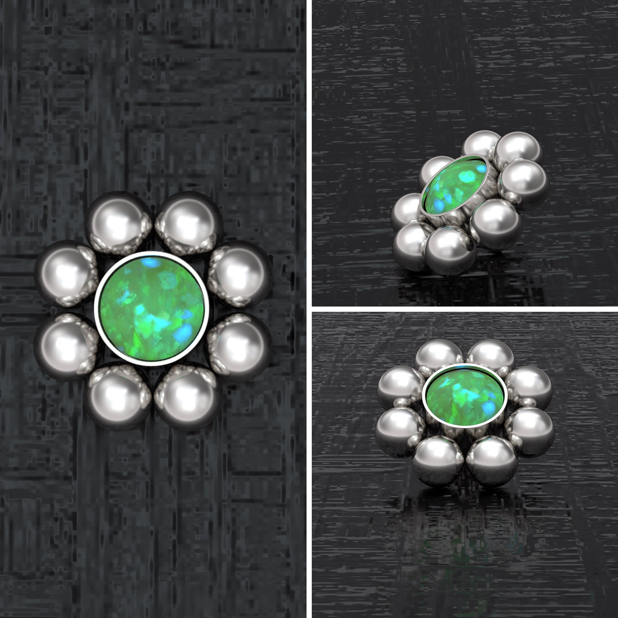 Internally Threaded Dermal Top Surgical Steel Opal Dermal | Etsy