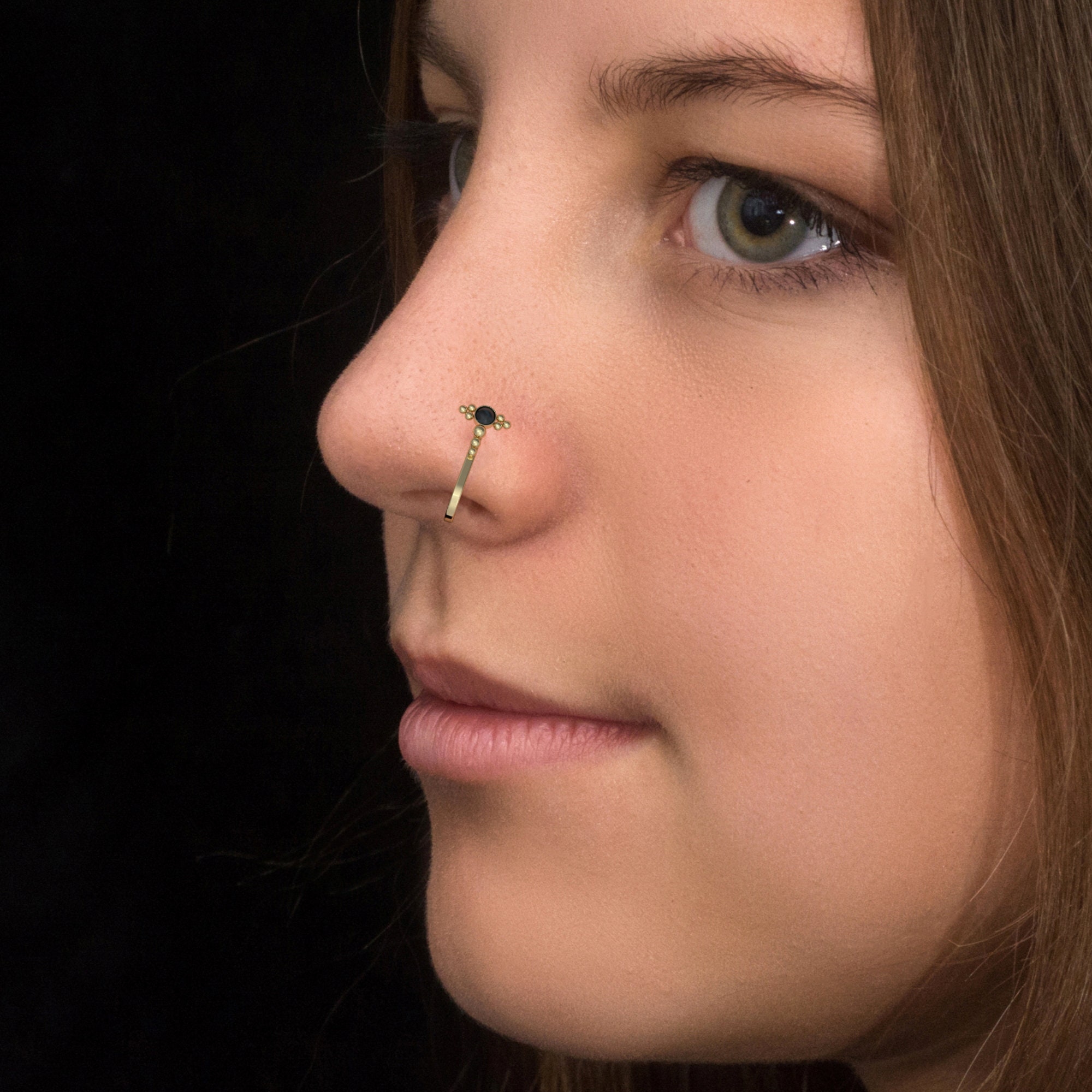 Onyx Nose Hoop With Stud Surgical Steel Nose Stud Nose Ring | Etsy