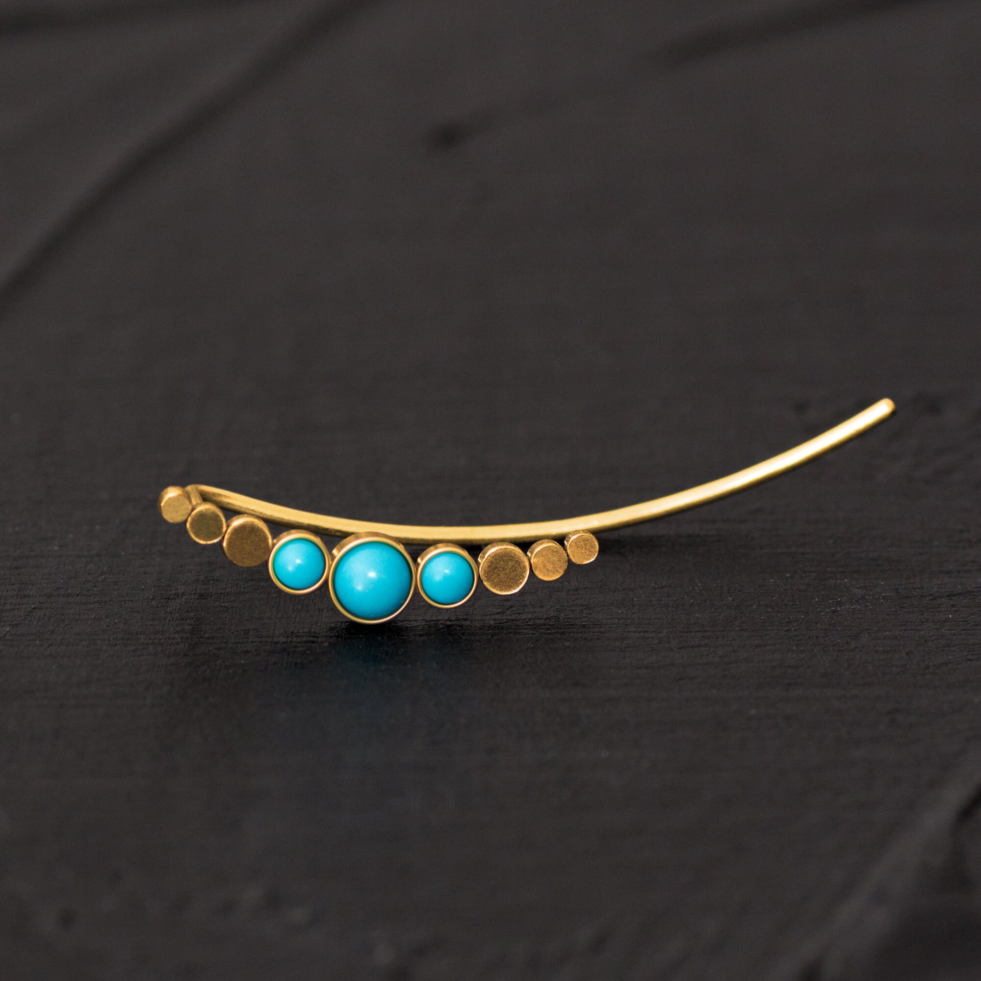 Ear Pin Earrings Surgical Steel Turquoise Ear Climber - Etsy