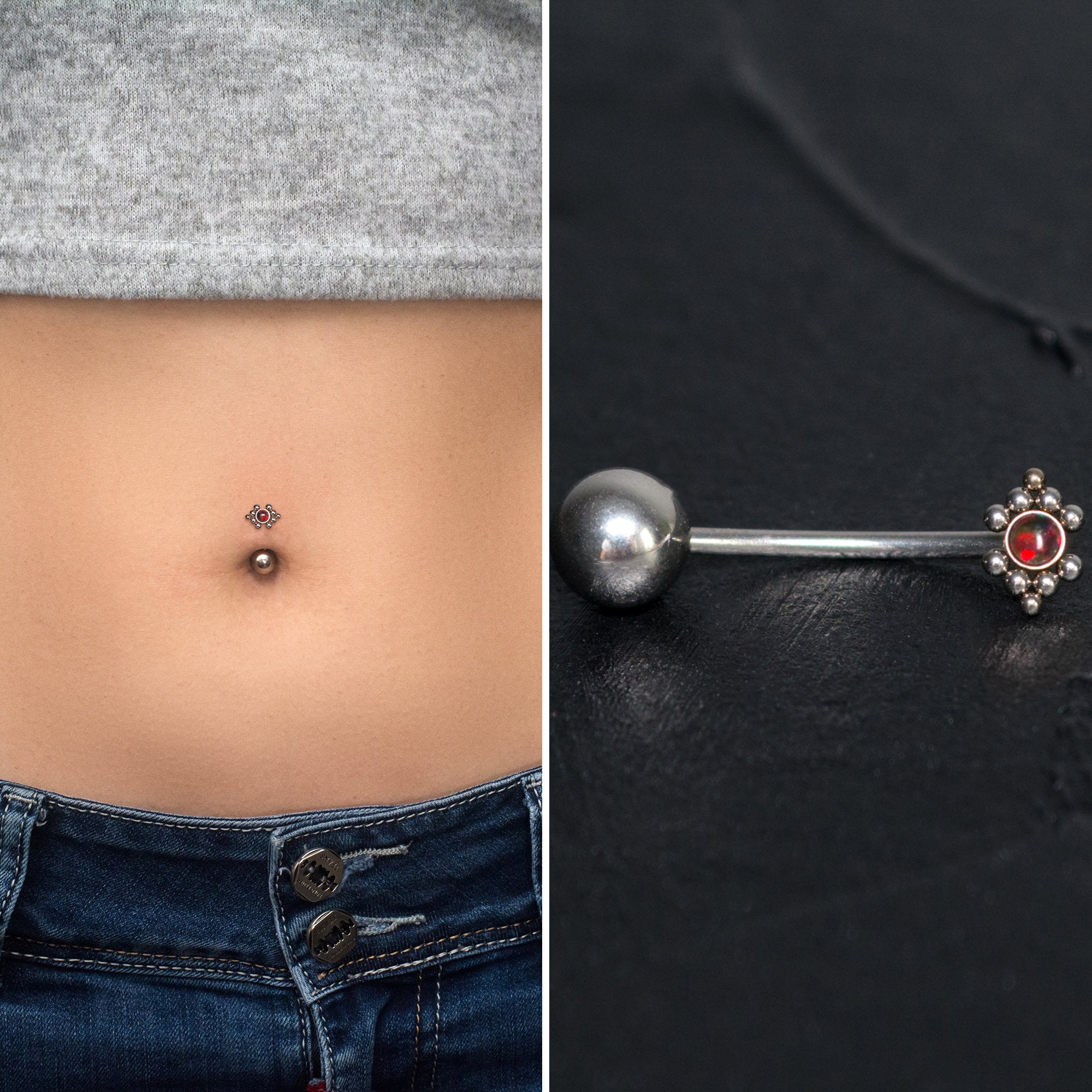 Navel Ring Surgical Steel Opal Belly Button Piercing Navel | Etsy