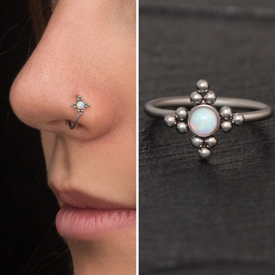 Opal Nose Jewelry Titanium Nostril Jewelry Implant Grade - Etsy